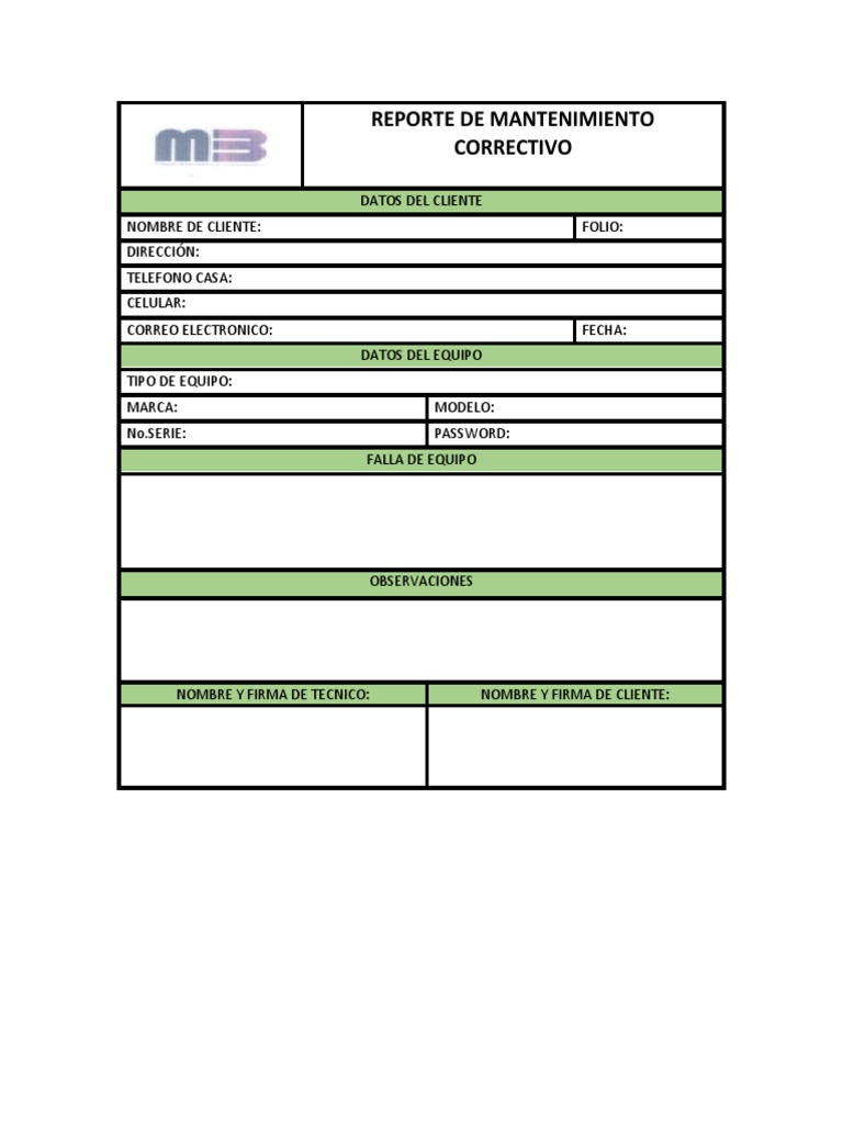 Reporte de Mantenimiento Correctivo | PDF