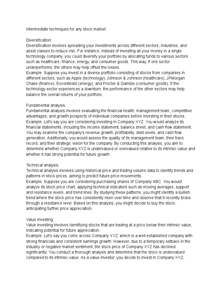 Intermediate Techniques For Any Stock Market | PDF | Investing ...
