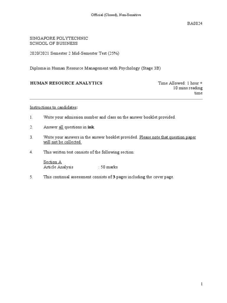 BA0824 HRA - MST Practice Paper | PDF | Analytics | Performance Indicator