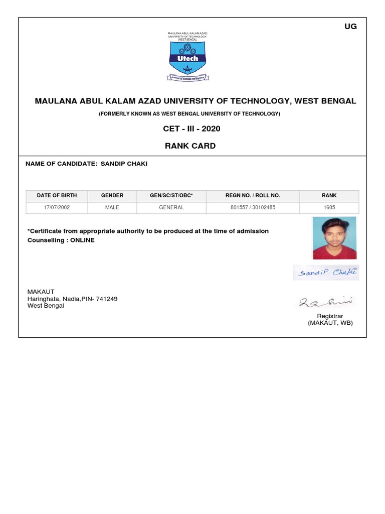 Rank Card 801557 | PDF