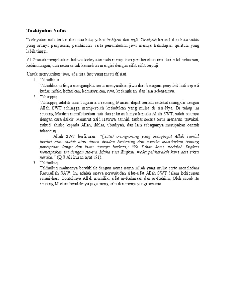 Tazkiyatun Nufus | PDF