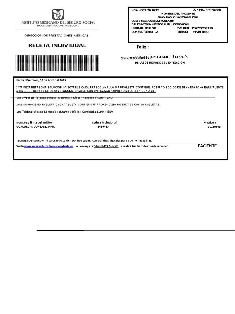 Receta IMSS | PDF