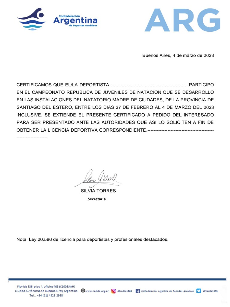 Certificado Juveniles Deportista Con Firma 27-2 | PDF