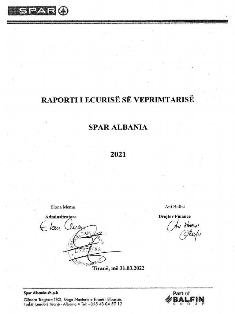 9 - Raporti I Ecurise Se Veprimtarise 2021.Pdf1!25!2023 | PDF