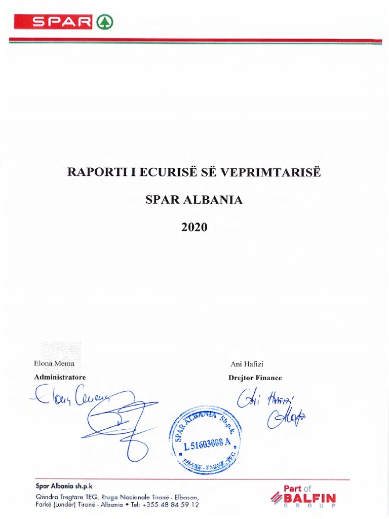 9 - Raporti I Ecurise Se Veprimtarise 2020.Pdf1!25!2023 | PDF