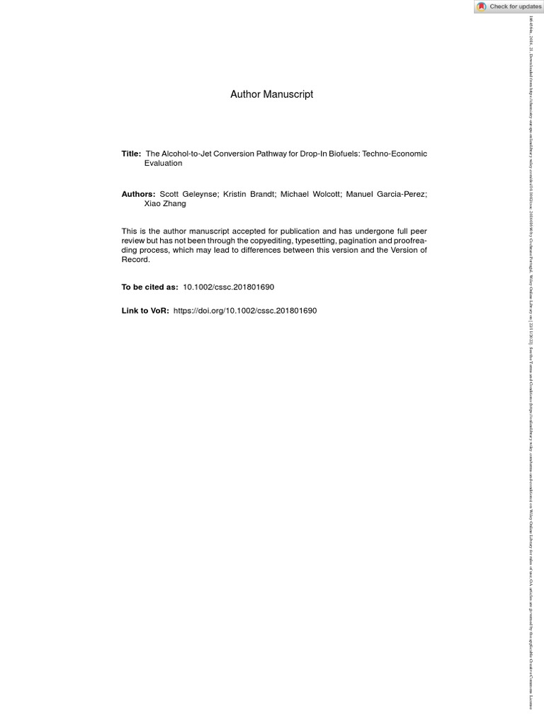 The Alcohol To Jet Conversion Pathway For Drop in Biofuels - Techno ...