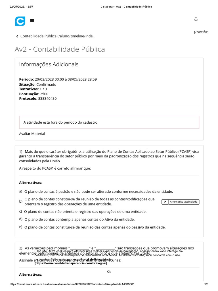 Colaborar - Av2 - Contabilidade Pública | PDF | Contabilidade | Planejamento