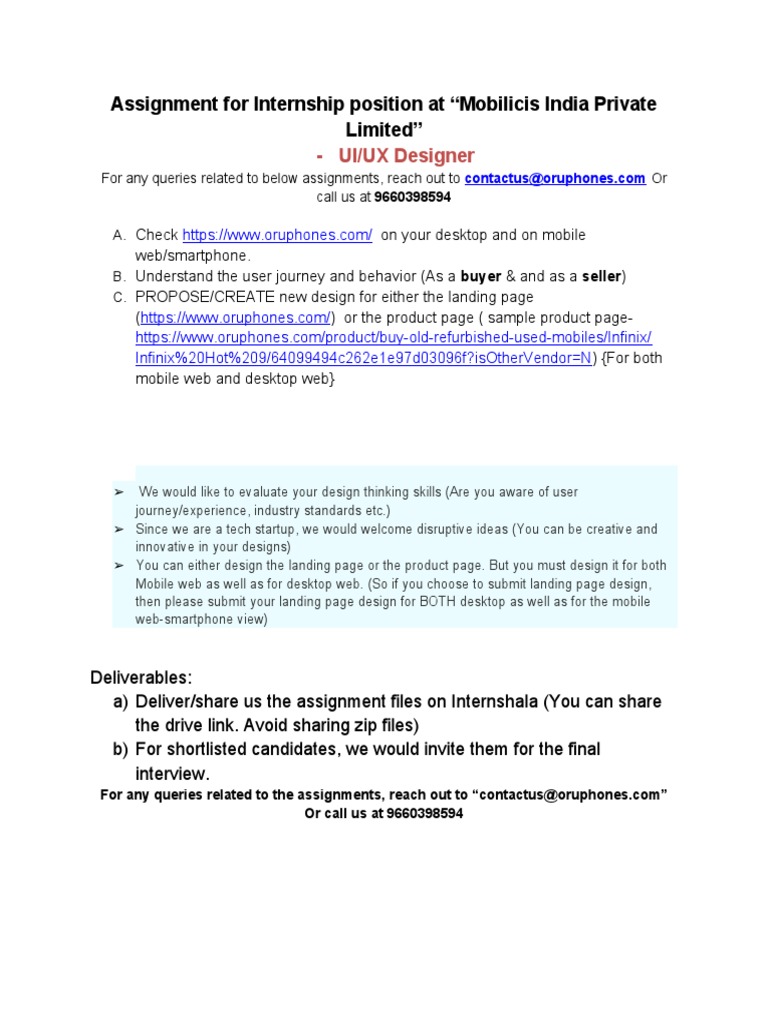 DESIGN - Assignments - Mobilicis India Private Limited | PDF