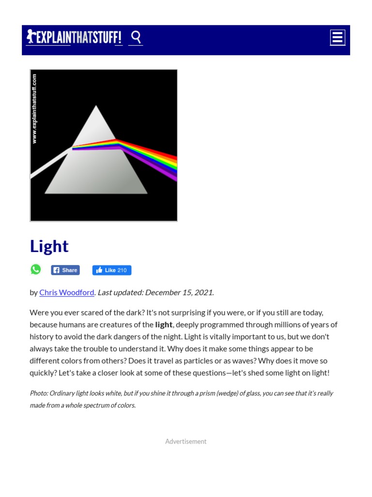 Light Science For Kids - A Simple Introduction To Optics | PDF | Light | Reflection (Physics)