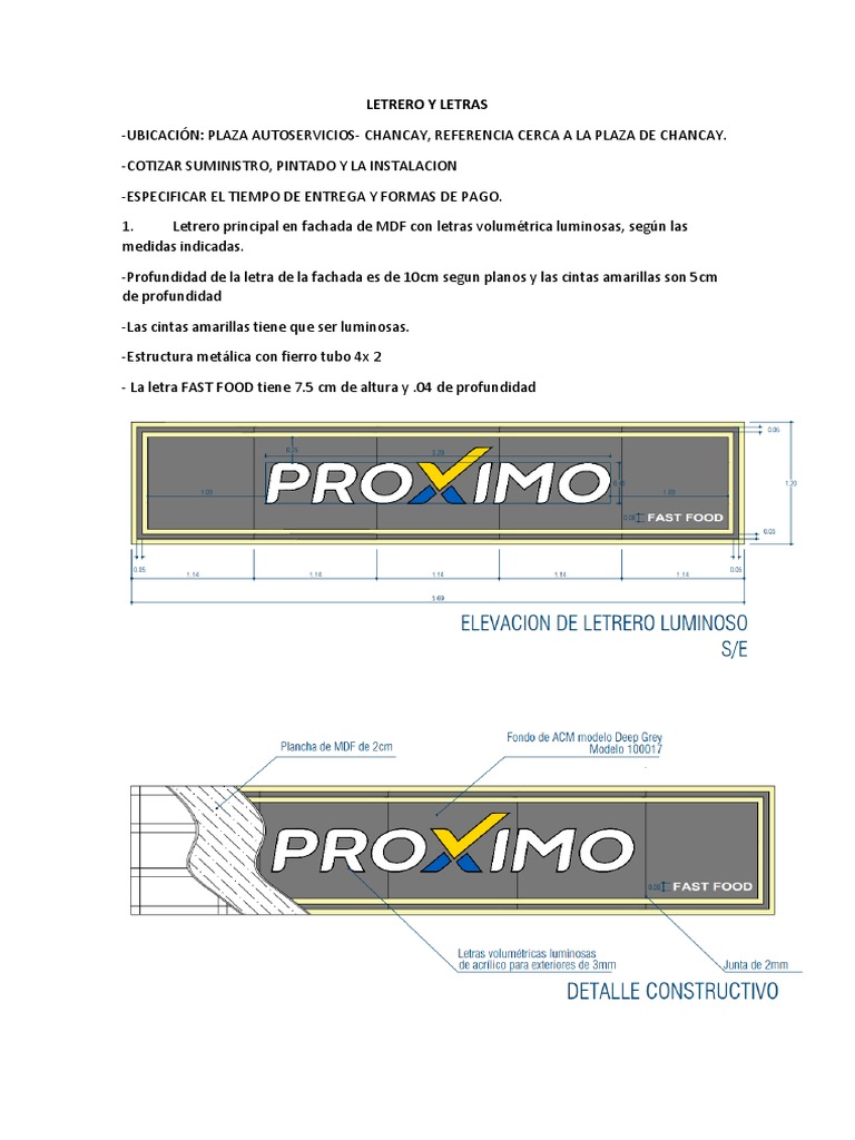 Requerimientos para Letrero | PDF