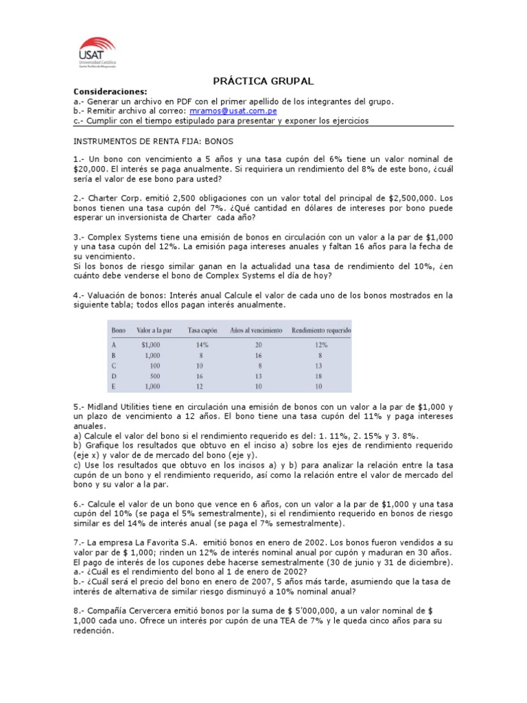 Practica | PDF | Bonos (Finanzas) | Renta Fija