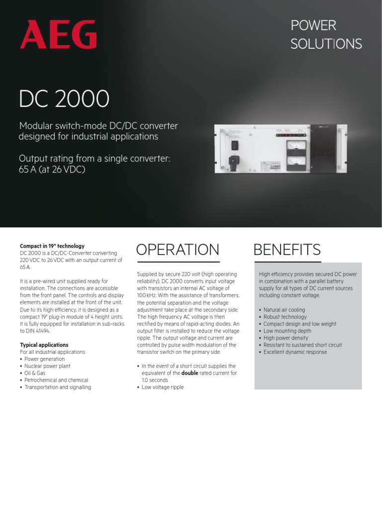 DC 2000 Modular DC/DC Converter | PDF | Direct Current | Power (Physics)