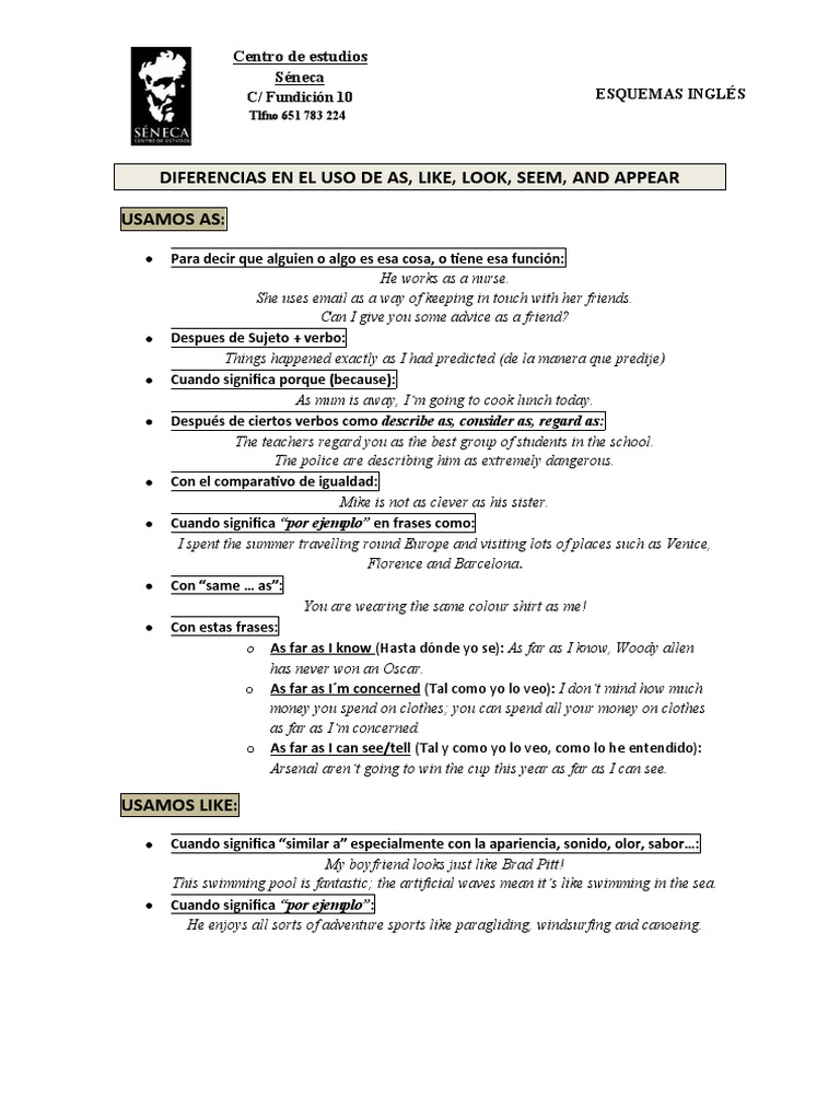 37) As - Like - Look - Seem - Appear | PDF | Foreign Language Studies
