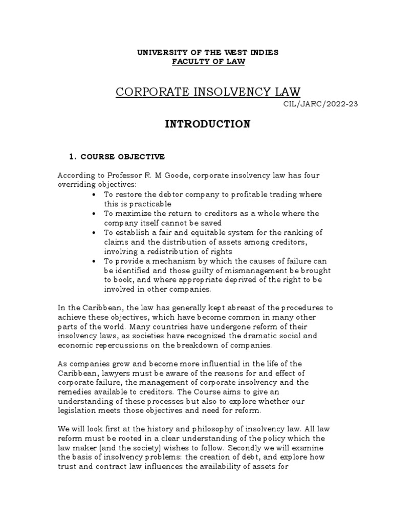 Corporate Insolvency Law Overview | PDF | Bankruptcy | Receivership