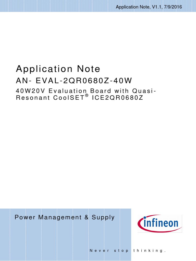 Infineon EVAL ICE2QR0680Z RD v01 - 01 EN 1488413 | PDF