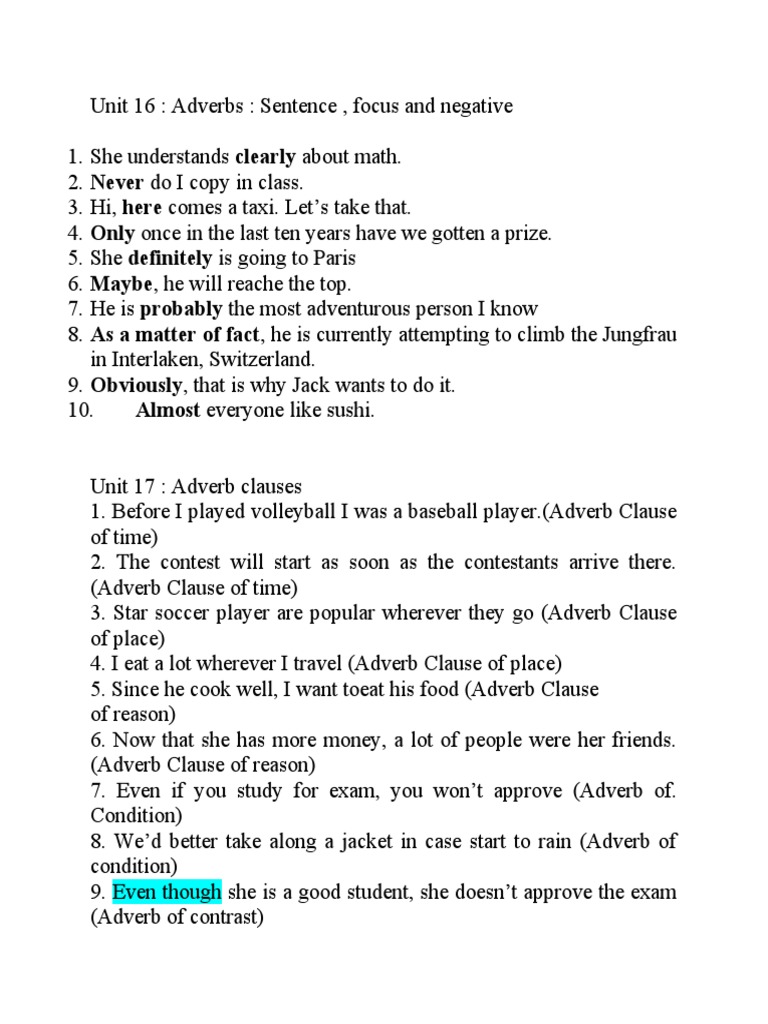 Sentences About AG3 All Units | Download Free PDF | Adverb | Syntax