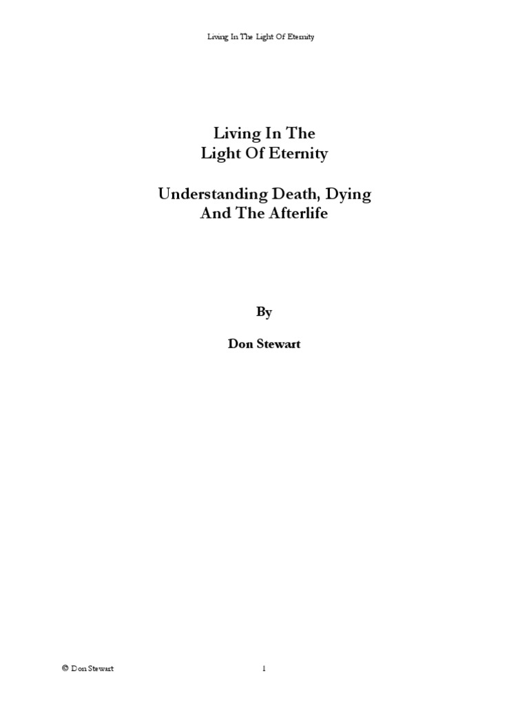 Living in The Light of Eternity | PDF | Adam | Adam And Eve
