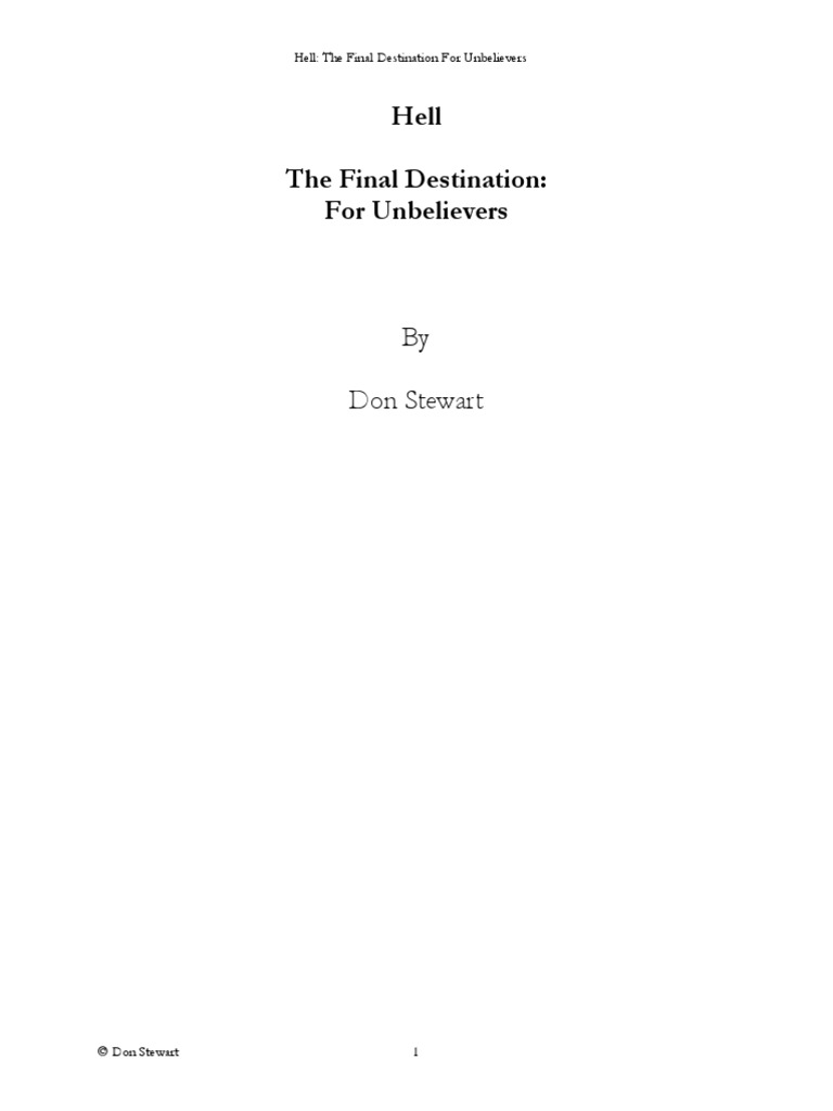 Hell - The Final Destination For Unbelievers | PDF | Hell | Afterlife