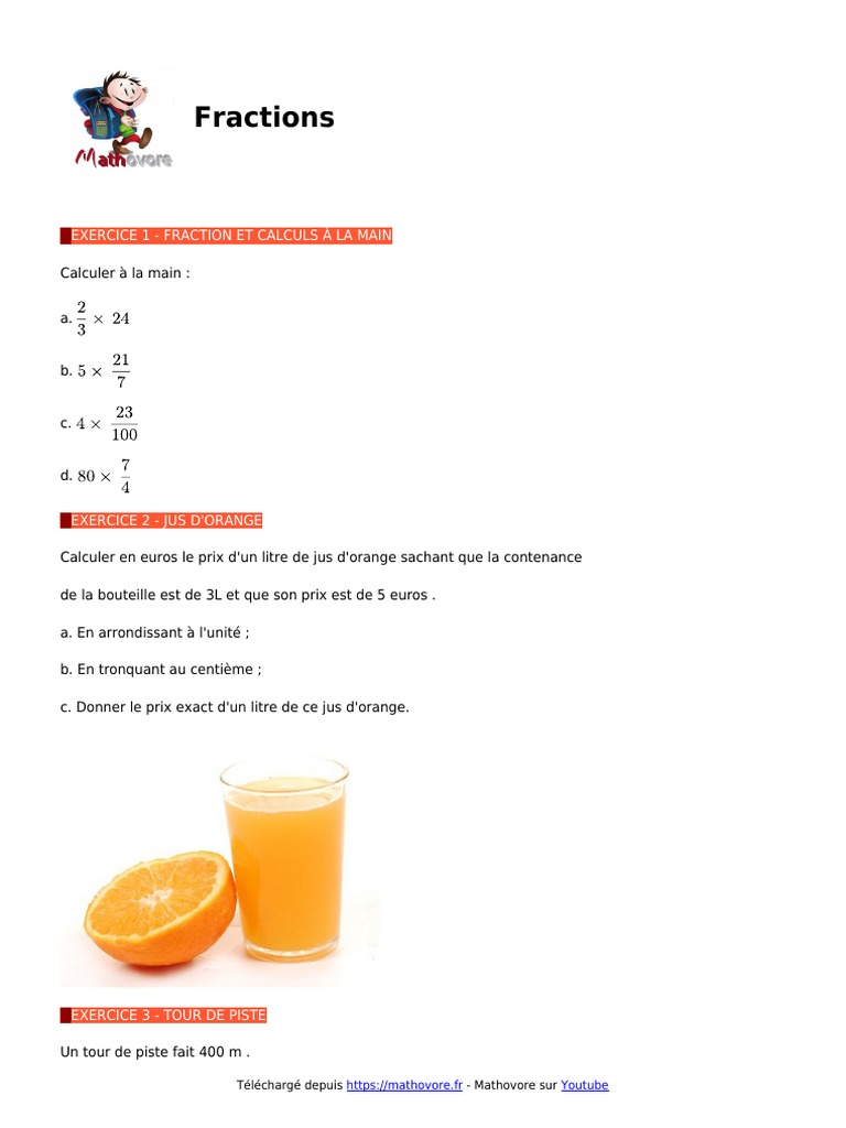 Exercices de fractions pour 6ème | PDF