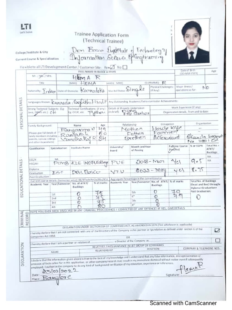 Trainee Application Form | PDF