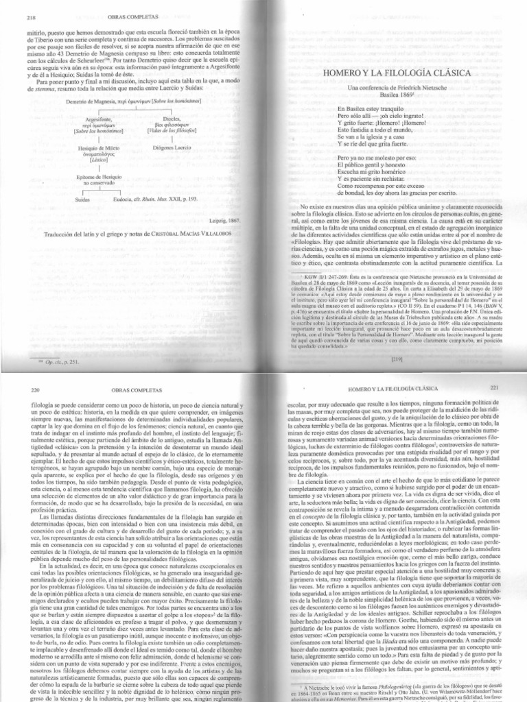 Nietzsche. Homero y La Filología Clásica | PDF | Poesía | Homero