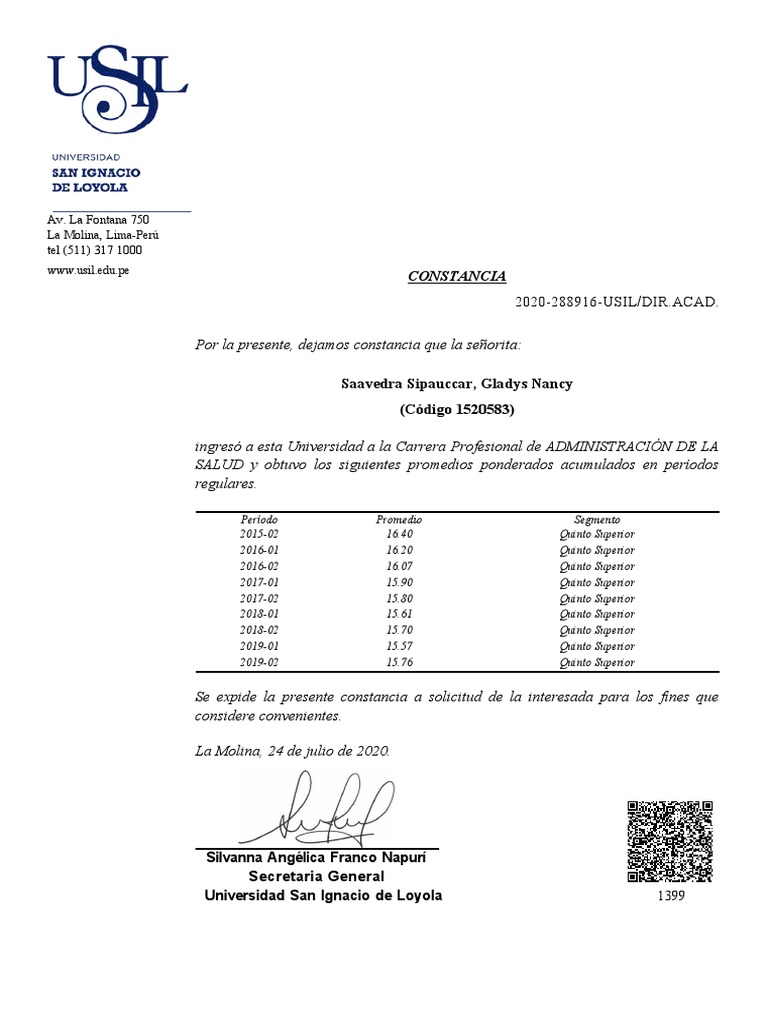 Constancia de Quinto Superior | PDF