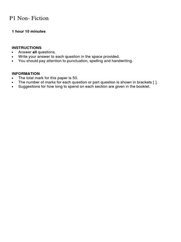 P1 Question Paper | Download Free PDF | Paragraph | Sentence (Linguistics)