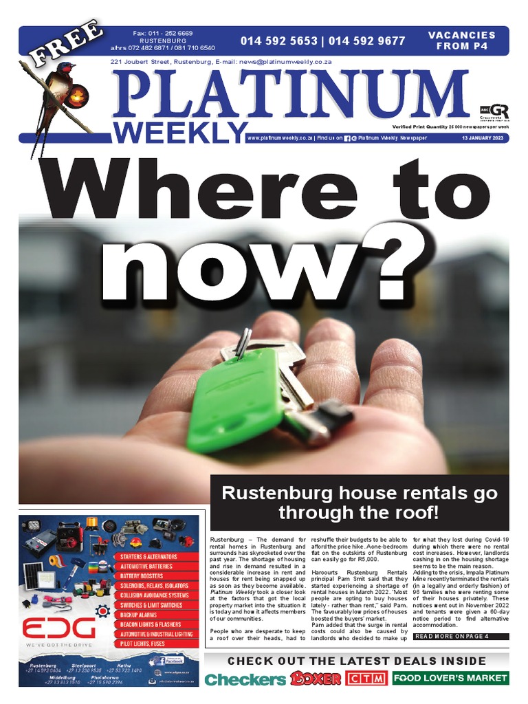Platinum Weekly - 13 January 2023 - Rustenburg Newspaper | PDF ...