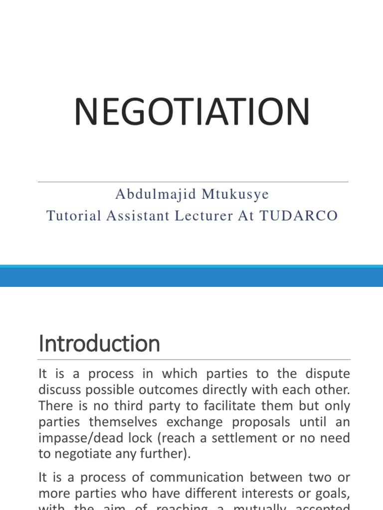 NEGOTIATION | PDF | Negotiation | Bargaining