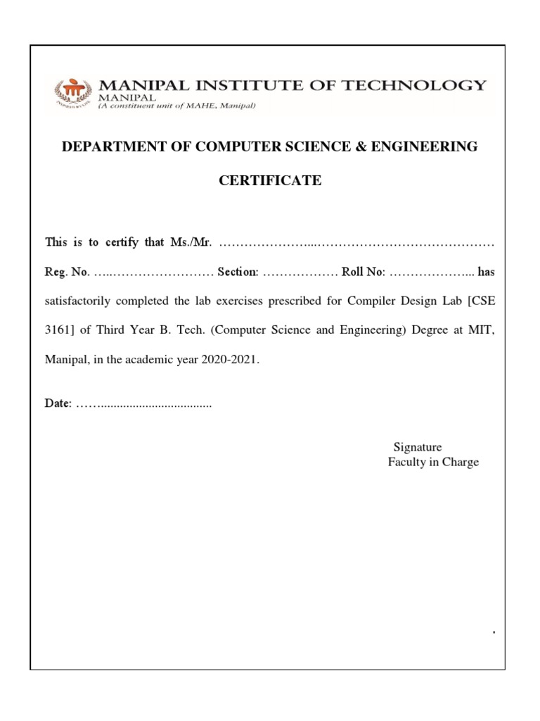 Compiler Design Lab Manual Pdf