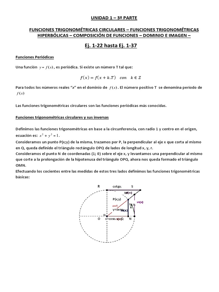 Unidad 1 - 3âº Parte | PDF | Funciones trigonométricas | Conceptos ...
