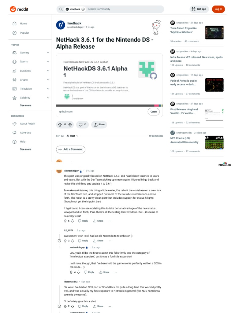 WWW Reddit Com R Nethack Comments 8j12pv Nethack 361 For The Nintendo Ds Alpha Release | PDF ...