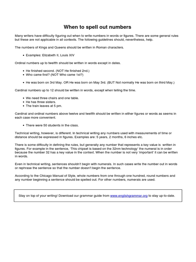 When To Spell Out Numbers | PDF | Human Communication | Grammar