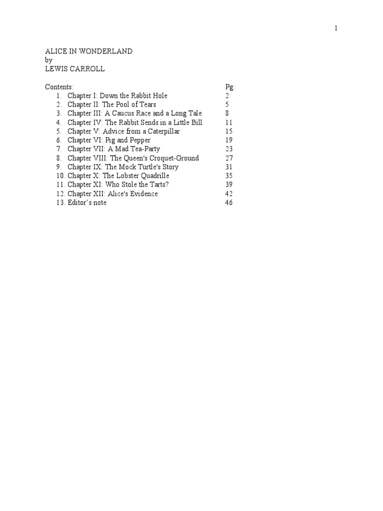 Alice in Wonderland | PDF | Alice's Adventures In Wonderland