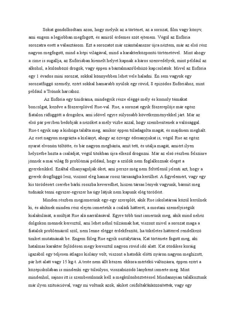 Eufória Sorozat-Kritika | PDF