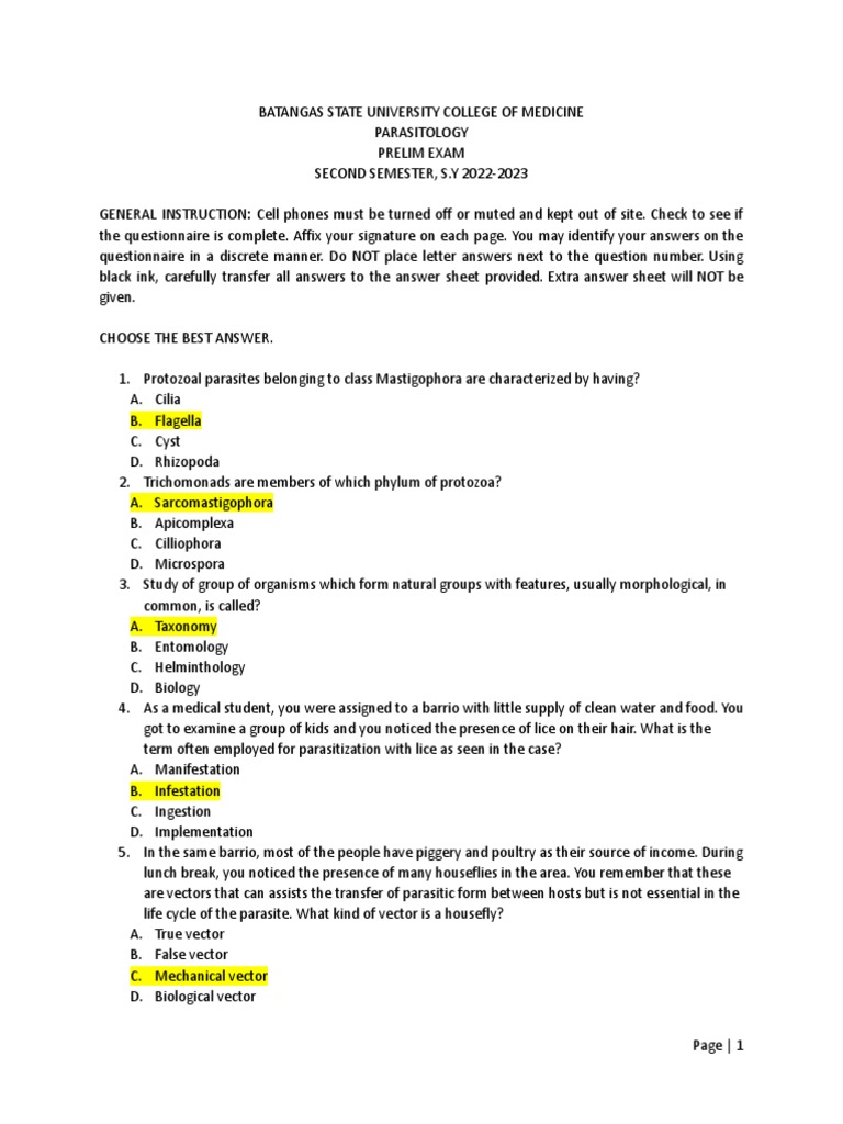 PARA PRELIM EXAM Final | Download Free PDF | Medical Specialties ...