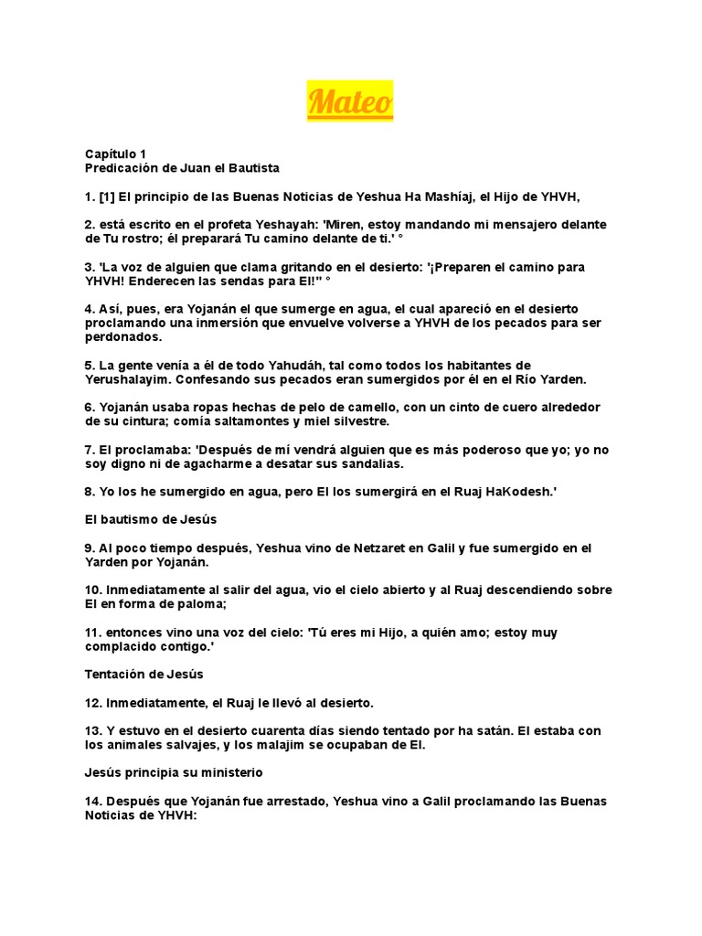 Mateo 1 | PDF | Jesús | Juan el Bautista