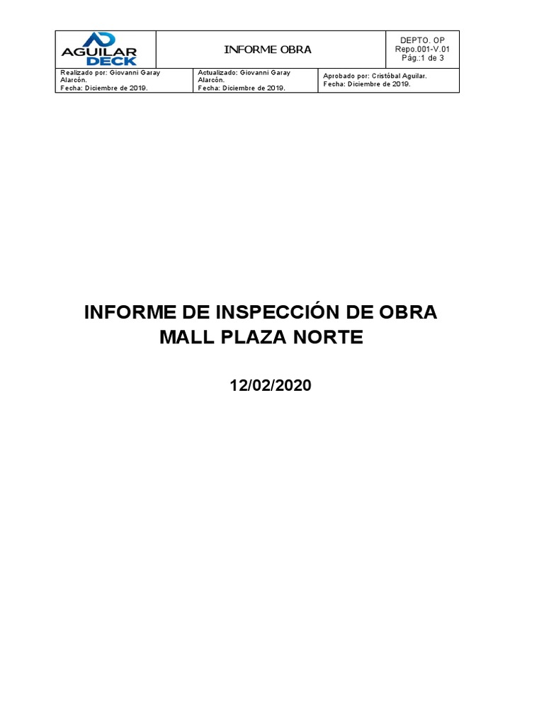 Informe Inspección en Terrenol - Mall Plaza Norte - 12-02-20 | PDF