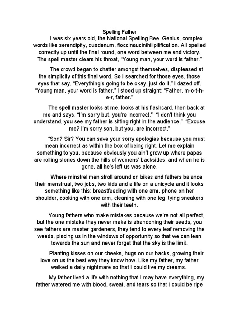 Spelling Father: A Poetic Tribute | PDF | Language Arts & Discipline