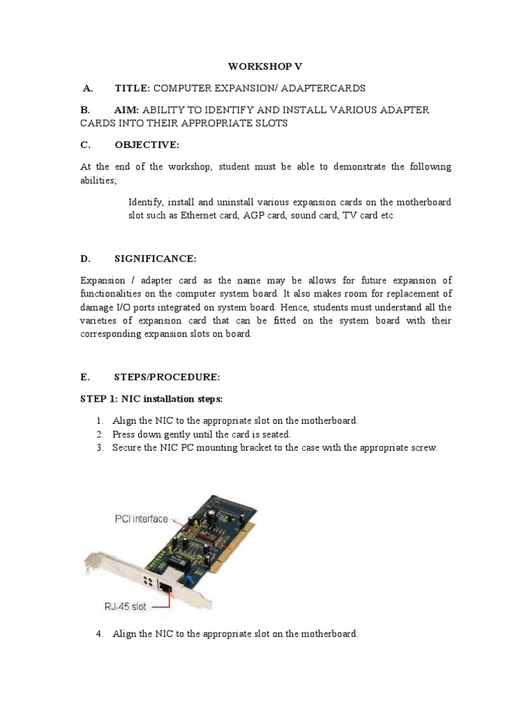 Installing Computer Expansion Cards | PDF | Network Interface ...