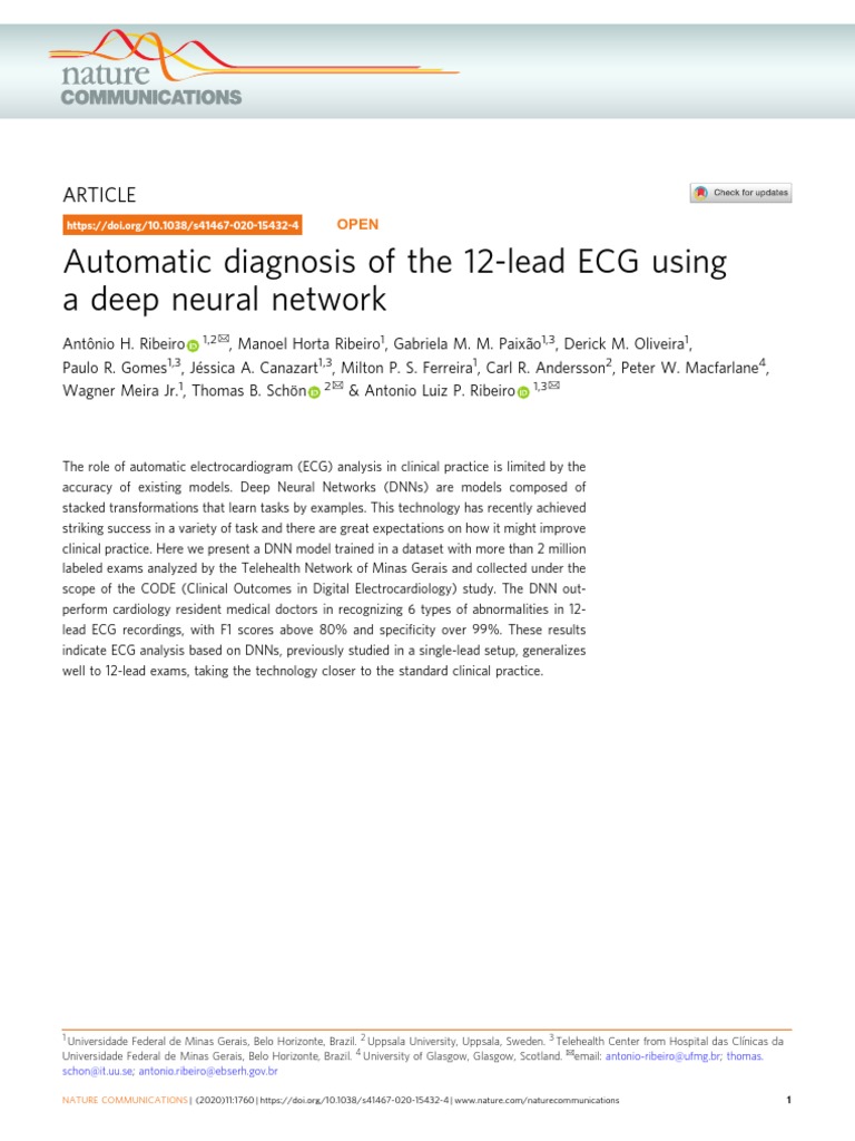Automatic Diagnosis of The 12-Lead ECG Using A Deep Neural Network ...