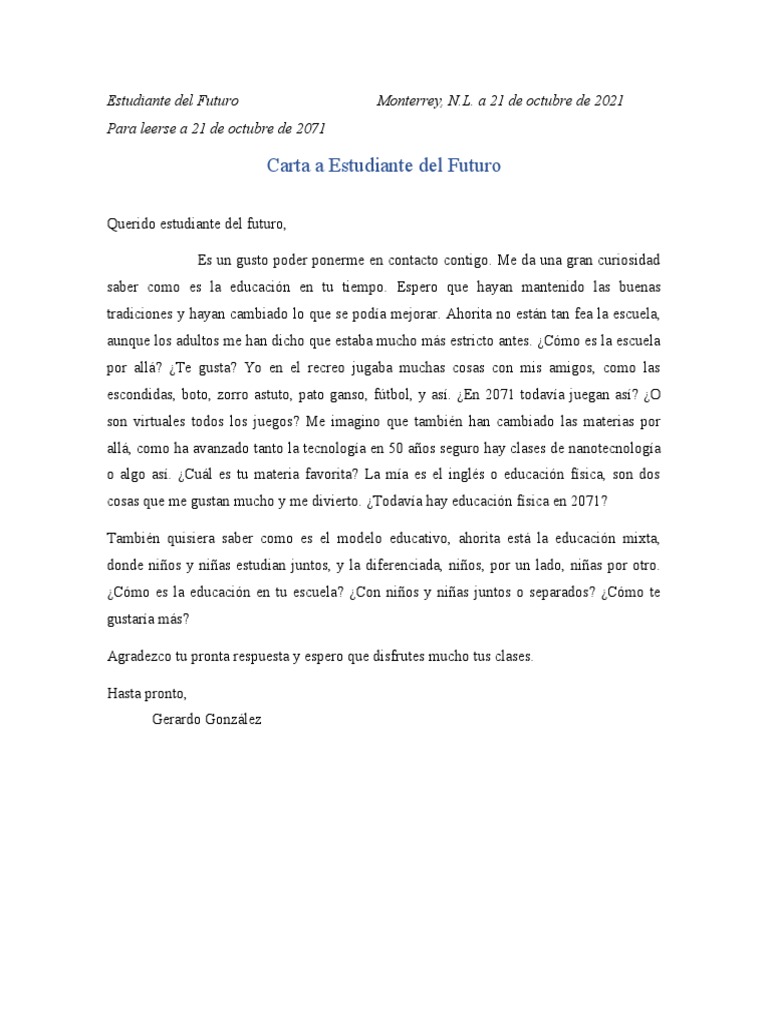 Carta A Estudiante Futuro | PDF