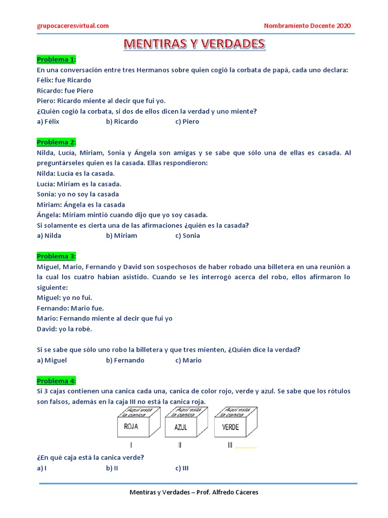 Mentiras y Verdades | PDF | Verdad