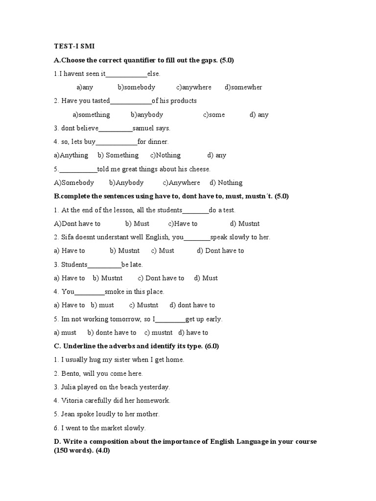 Test-I Smi | PDF | Cognition | Syntax
