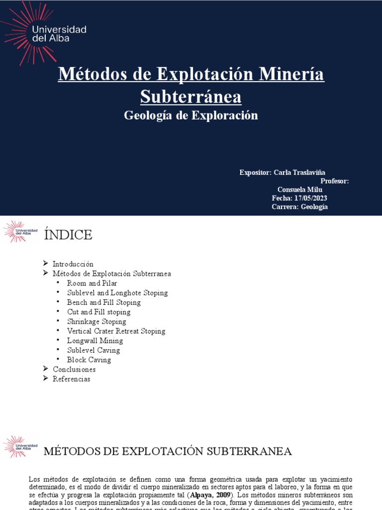 Métodos de Explotación | PDF | Minería | Recurso
