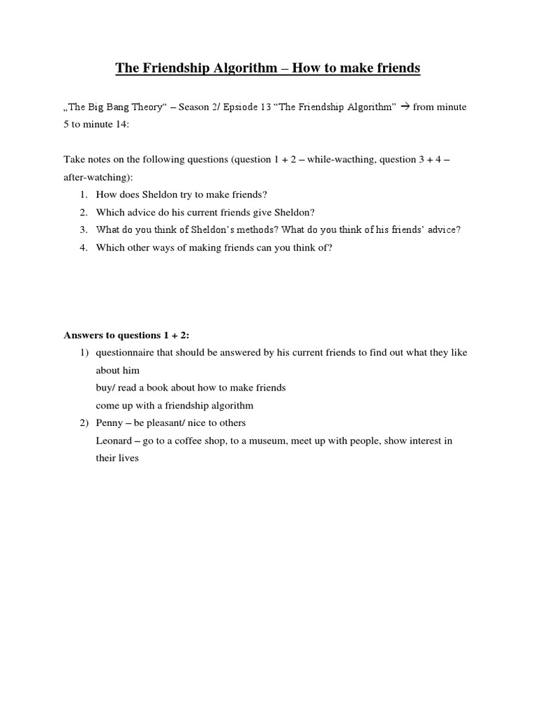 The Friendship Algorithm | PDF