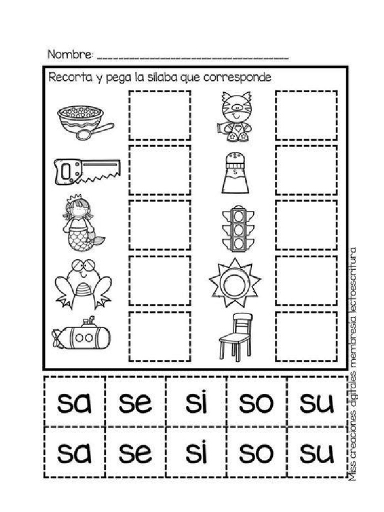Sílabas Sa Se Si So Su | PDF