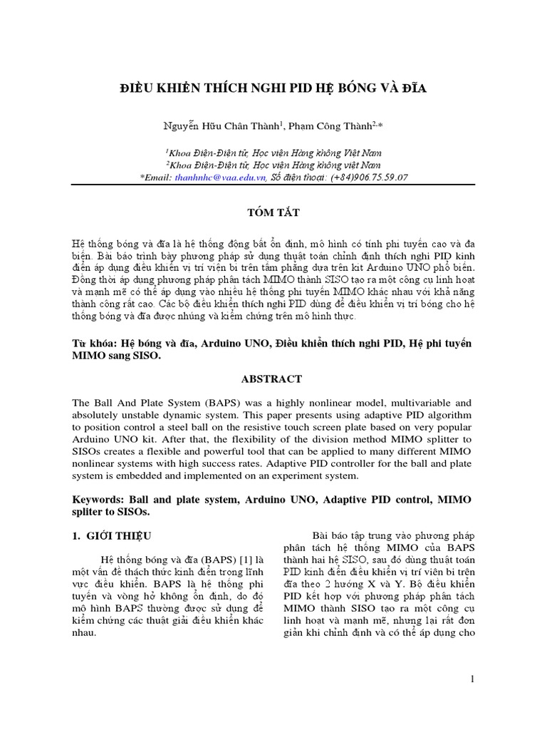 Dieu Khien Thich Nghi Pid He Bong Va Dia | PDF