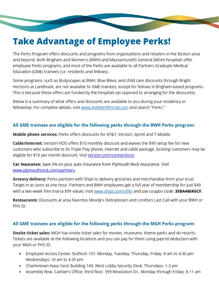2018 19 Perks Residents v3 | PDF | Employee Benefits | Service Industries