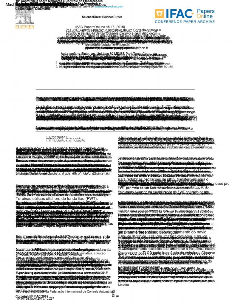 Passive and Semi Active Control of An Offshore Floating Wind - 2015 - IFAC Pape | PDF ...